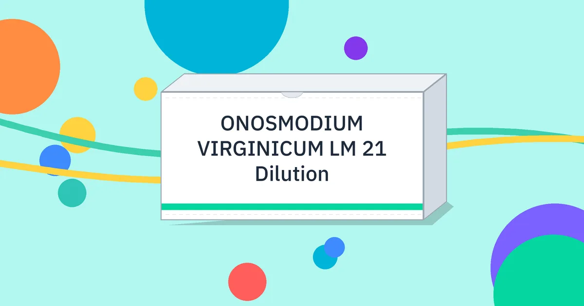Symbolbild: Packung mit der Aufschrift ONOSMODIUM VIRGINICUM LM 21 Dilution (PZN 13626741) – Verfügbarkeit und Bezug in Apotheken in Frankfurt am Main