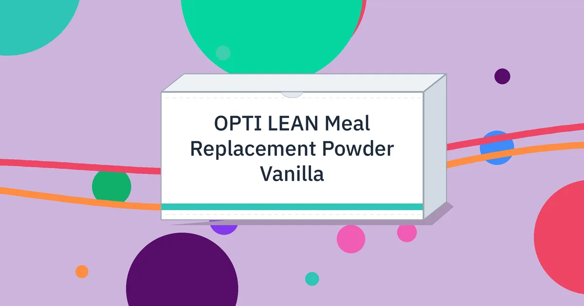 Symbolbild: Packung mit der Aufschrift OPTI LEAN Meal Replacement Powder Vanilla (PZN 13585019) – Verfügbarkeit und Bezug in Apotheken in Frankfurt am Main