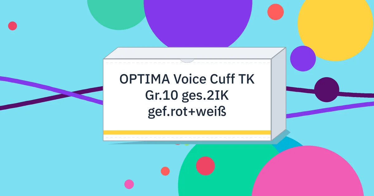 Symbolbild: Packung mit der Aufschrift OPTIMA Voice Cuff TK Gr.10 ges.2IK gef.rot+weiß (PZN 10287899) – Verfügbarkeit und Bezug in Apotheken in Frankfurt am Main