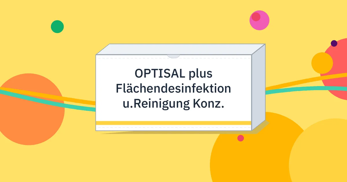 Symbolbild: Packung mit der Aufschrift OPTISAL plus Flächendesinfektion u.Reinigung Konz. (PZN 18453570) – Verfügbarkeit und Bezug in Apotheken in Frankfurt am Main