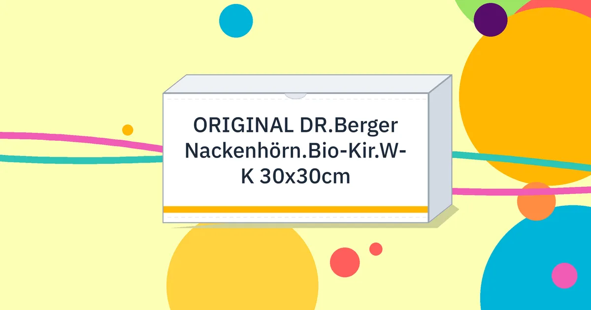 Symbolbild: Packung mit der Aufschrift ORIGINAL DR.Berger Nackenhörn.Bio-Kir.W-K 30x30cm (PZN 11865074) – Verfügbarkeit und Bezug in Apotheken in Frankfurt am Main