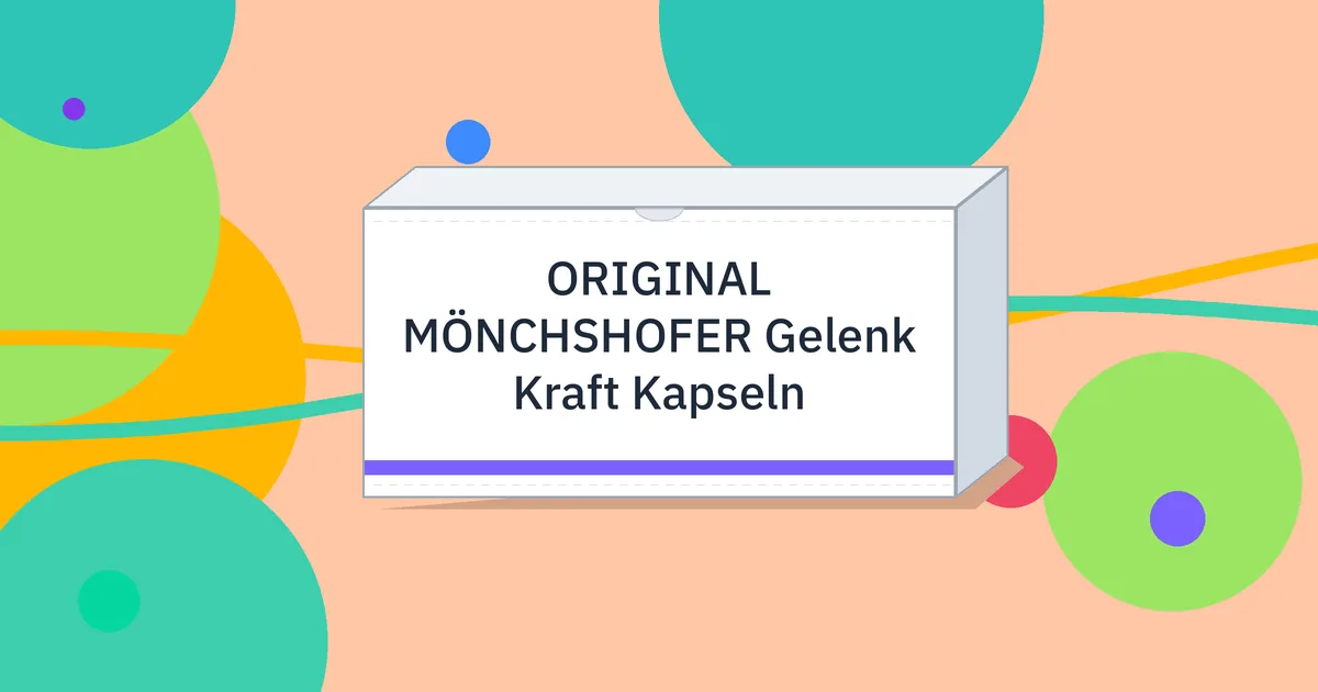 Symbolbild: Packung mit der Aufschrift ORIGINAL MÖNCHSHOFER Gelenk Kraft Kapseln (PZN 10013972) – Verfügbarkeit und Bezug in Apotheken in Frankfurt am Main
