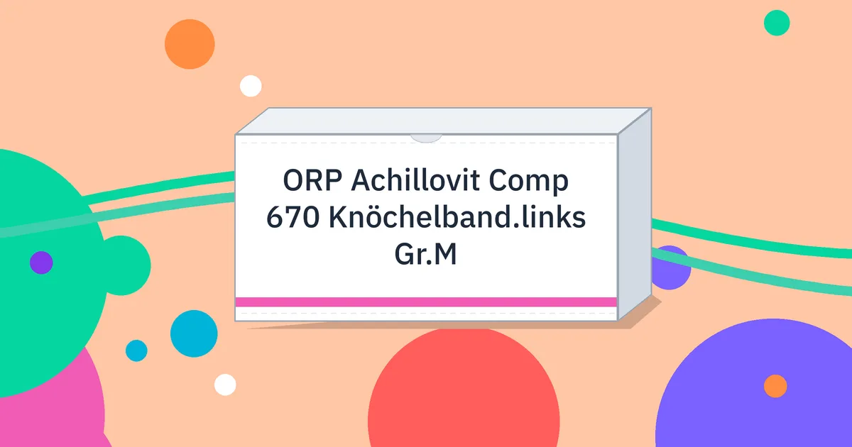 Symbolbild: Packung mit der Aufschrift ORP Achillovit Comp 670 Knöchelband.links Gr.M (PZN 09398926) – Verfügbarkeit und Bezug in Apotheken in Frankfurt am Main