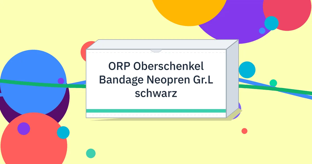 Symbolbild: Packung mit der Aufschrift ORP Oberschenkel Bandage Neopren Gr.L schwarz (PZN 04902892) – Verfügbarkeit und Bezug in Apotheken in Frankfurt am Main