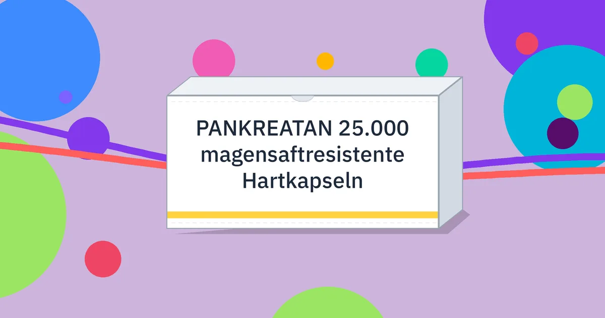 Symbolbild: Packung mit der Aufschrift PANKREATAN 25.000 magensaftresistente Hartkapseln (PZN 06890041) – Verfügbarkeit und Bezug in Apotheken in Frankfurt am Main