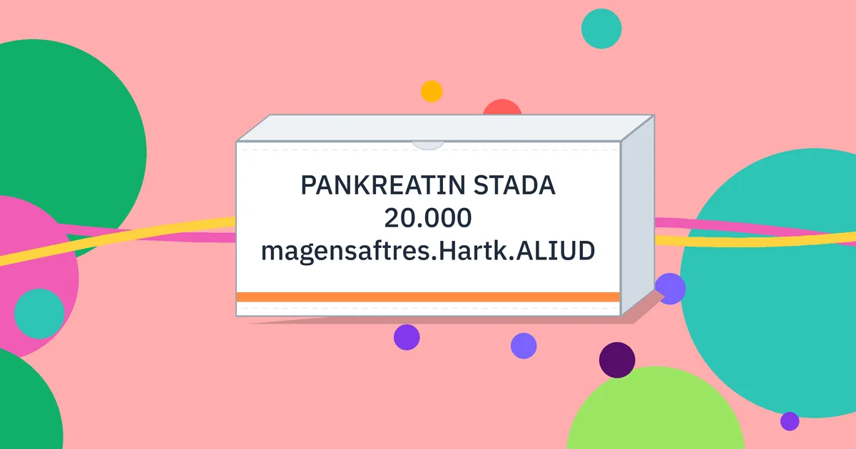 Symbolbild: Packung mit der Aufschrift PANKREATIN STADA 20.000 magensaftres.Hartk.ALIUD (PZN 11101810) – Verfügbarkeit und Bezug in Apotheken in Frankfurt am Main