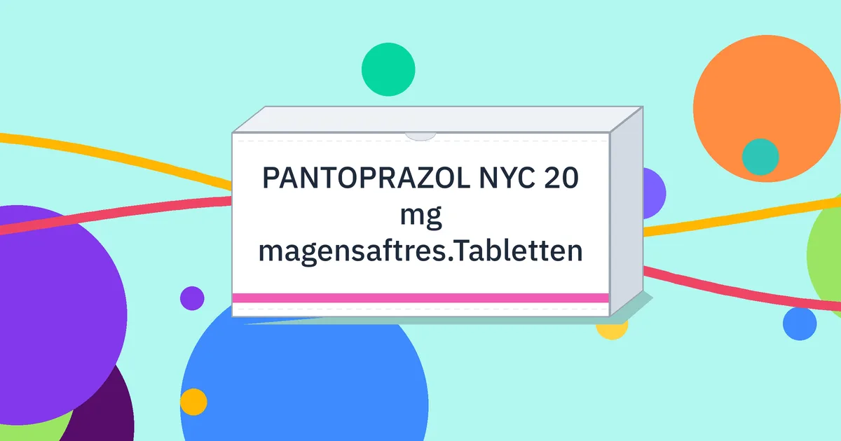 Symbolbild: Packung mit der Aufschrift PANTOPRAZOL NYC 20 mg magensaftres.Tabletten (PZN 07265084) – Verfügbarkeit und Bezug in Apotheken in Frankfurt am Main