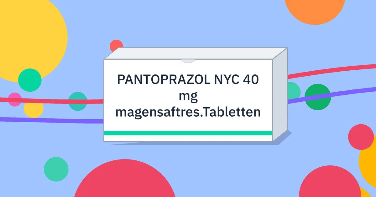 Symbolbild: Packung mit der Aufschrift PANTOPRAZOL NYC 40 mg magensaftres.Tabletten (PZN 07265144) – Verfügbarkeit und Bezug in Apotheken in Frankfurt am Main
