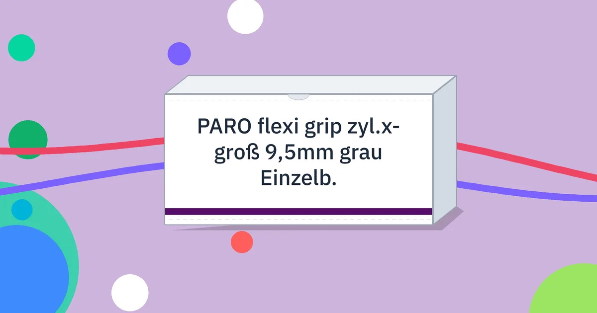 Symbolbild: Packung mit der Aufschrift PARO flexi grip zyl.x-groß 9,5mm grau Einzelb. (PZN 17372881) – Verfügbarkeit und Bezug in Apotheken in Frankfurt am Main