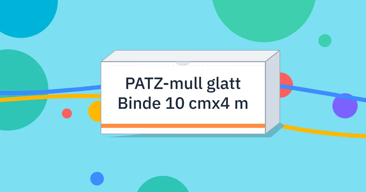 Symbolbild: Packung mit der Aufschrift PATZ-mull glatt Binde 10 cmx4 m (PZN 06814904) – Verfügbarkeit und Bezug in Apotheken in Frankfurt am Main