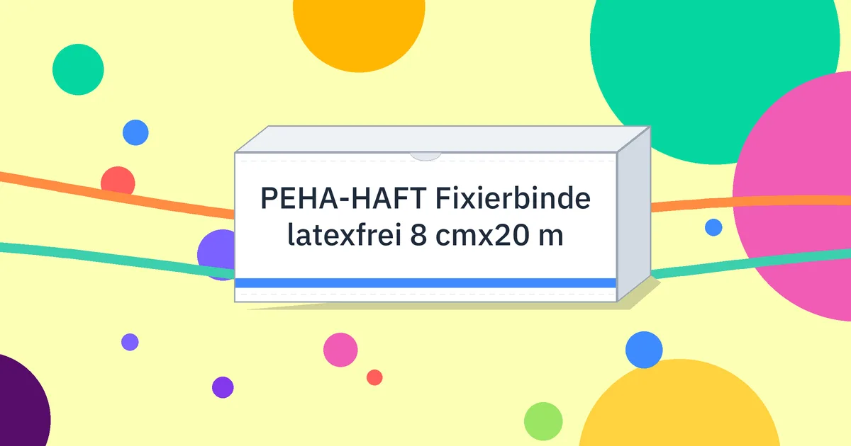 Symbolbild: Packung mit der Aufschrift PEHA-HAFT Fixierbinde latexfrei 8 cmx20 m (PZN 19799980) – Verfügbarkeit und Bezug in Apotheken in Frankfurt am Main