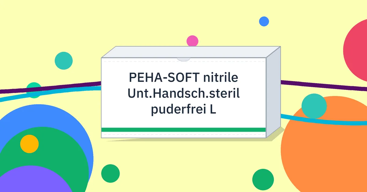 Symbolbild: Packung mit der Aufschrift PEHA-SOFT nitrile Unt.Handsch.steril puderfrei L (PZN 19770226) – Verfügbarkeit und Bezug in Apotheken in Frankfurt am Main