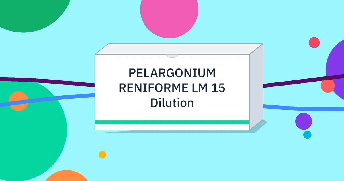 Symbolbild: Packung mit der Aufschrift PELARGONIUM RENIFORME LM 15 Dilution (PZN 13633273) – Verfügbarkeit und Bezug in Apotheken in Frankfurt am Main