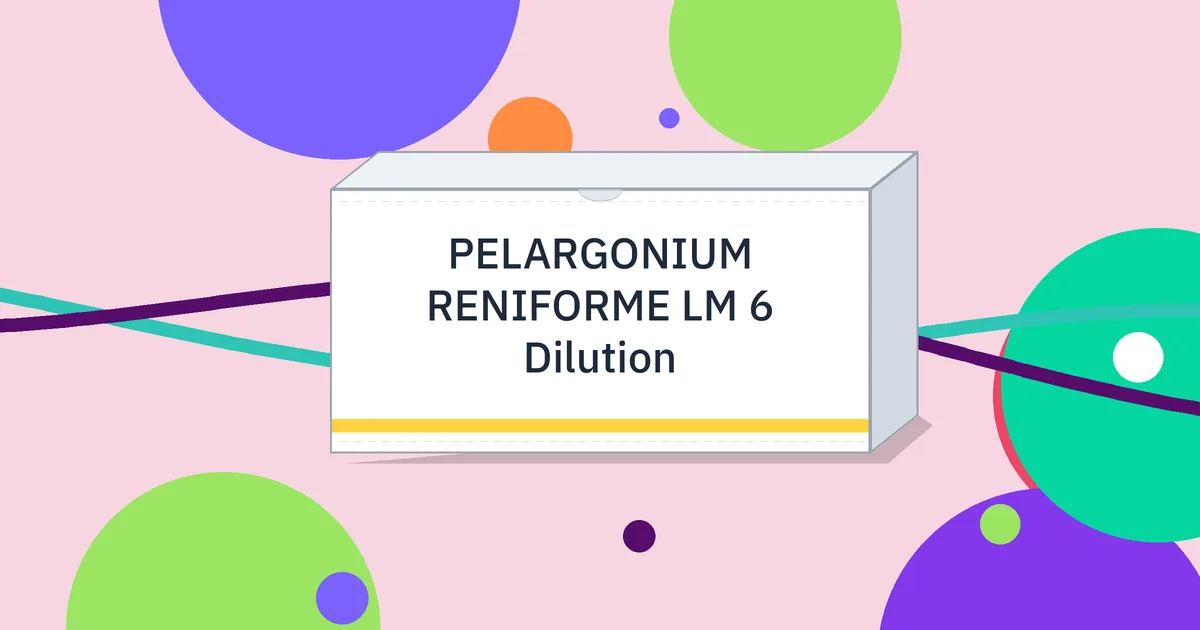 Symbolbild: Packung mit der Aufschrift PELARGONIUM RENIFORME LM 6 Dilution (PZN 13633184) – Verfügbarkeit und Bezug in Apotheken in Frankfurt am Main