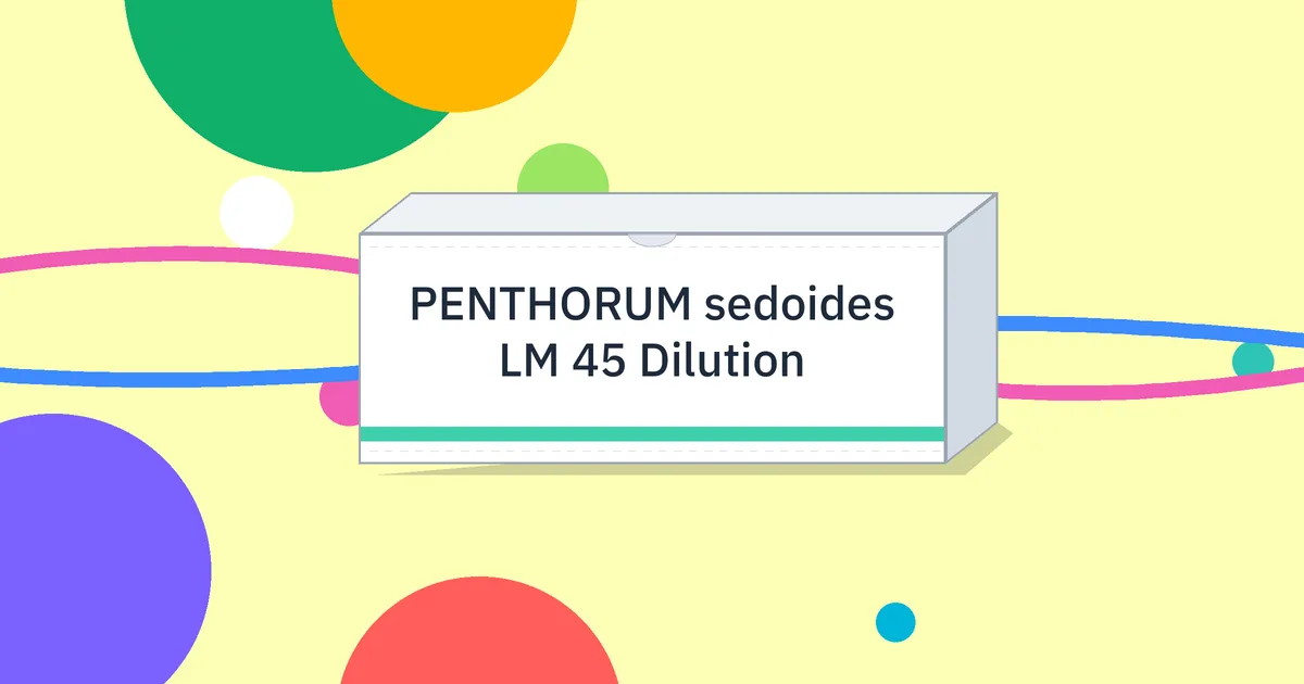 Symbolbild: Packung mit der Aufschrift PENTHORUM sedoides LM 45 Dilution (PZN 13634887) – Verfügbarkeit und Bezug in Apotheken in Frankfurt am Main