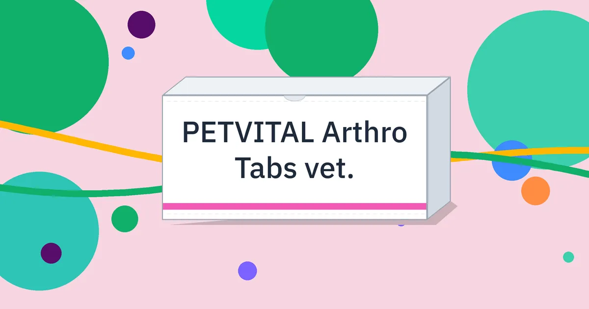Symbolbild: Packung mit der Aufschrift PETVITAL Arthro Tabs vet. (PZN 04682841) – Verfügbarkeit und Bezug in Apotheken in Frankfurt am Main