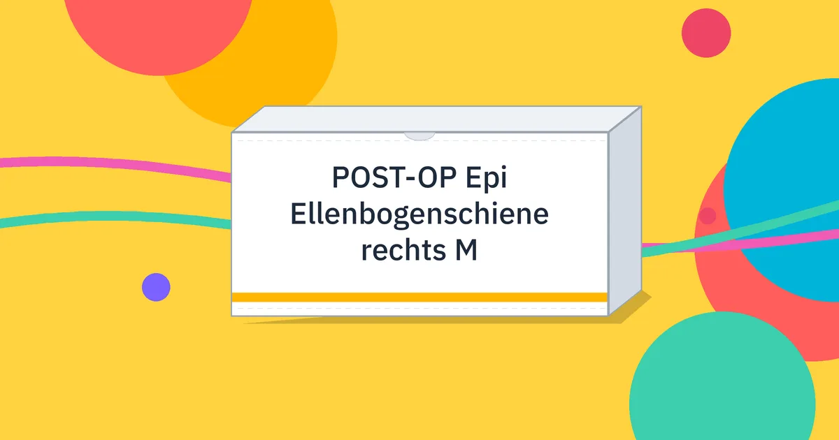 Symbolbild: Packung mit der Aufschrift POST-OP Epi Ellenbogenschiene rechts M (PZN 17849952) – Verfügbarkeit und Bezug in Apotheken in Frankfurt am Main