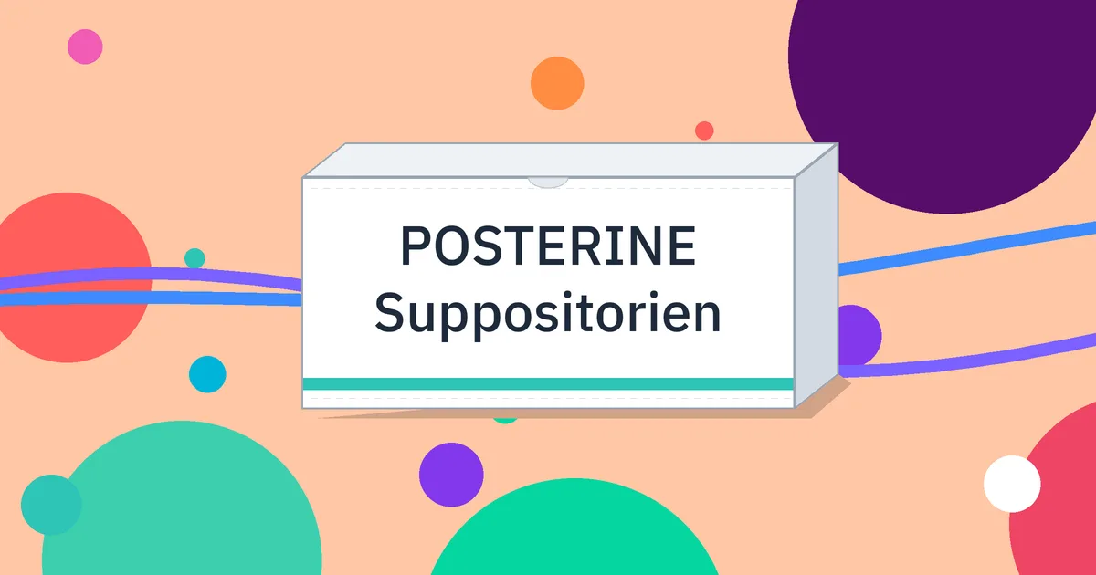 Symbolbild: Packung mit der Aufschrift POSTERINE Suppositorien (PZN 06876360) – Verfügbarkeit und Bezug in Apotheken in Frankfurt am Main