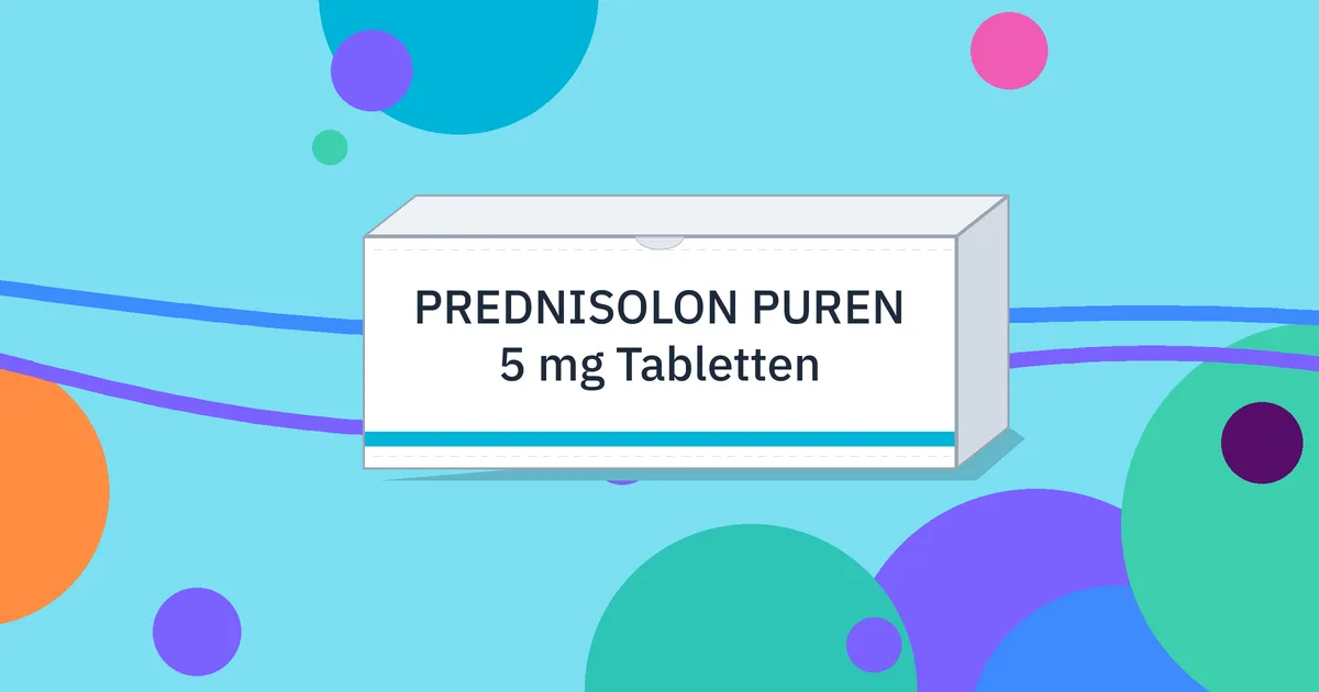 Symbolbild: Packung mit der Aufschrift PREDNISOLON PUREN 5 mg Tabletten (PZN 19824270) – Verfügbarkeit und Bezug in Apotheken in Frankfurt am Main