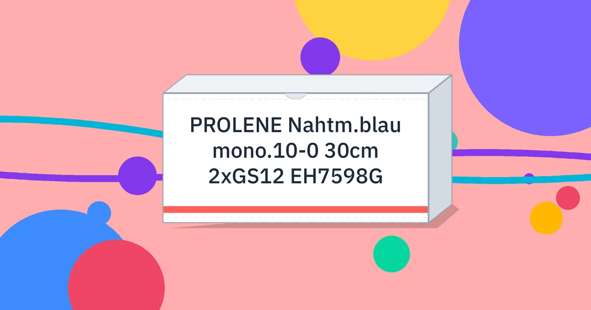 Symbolbild: Packung mit der Aufschrift PROLENE Nahtm.blau mono.10-0 30cm 2xGS12 EH7598G (PZN 20896062) – Verfügbarkeit und Bezug in Apotheken in Frankfurt am Main