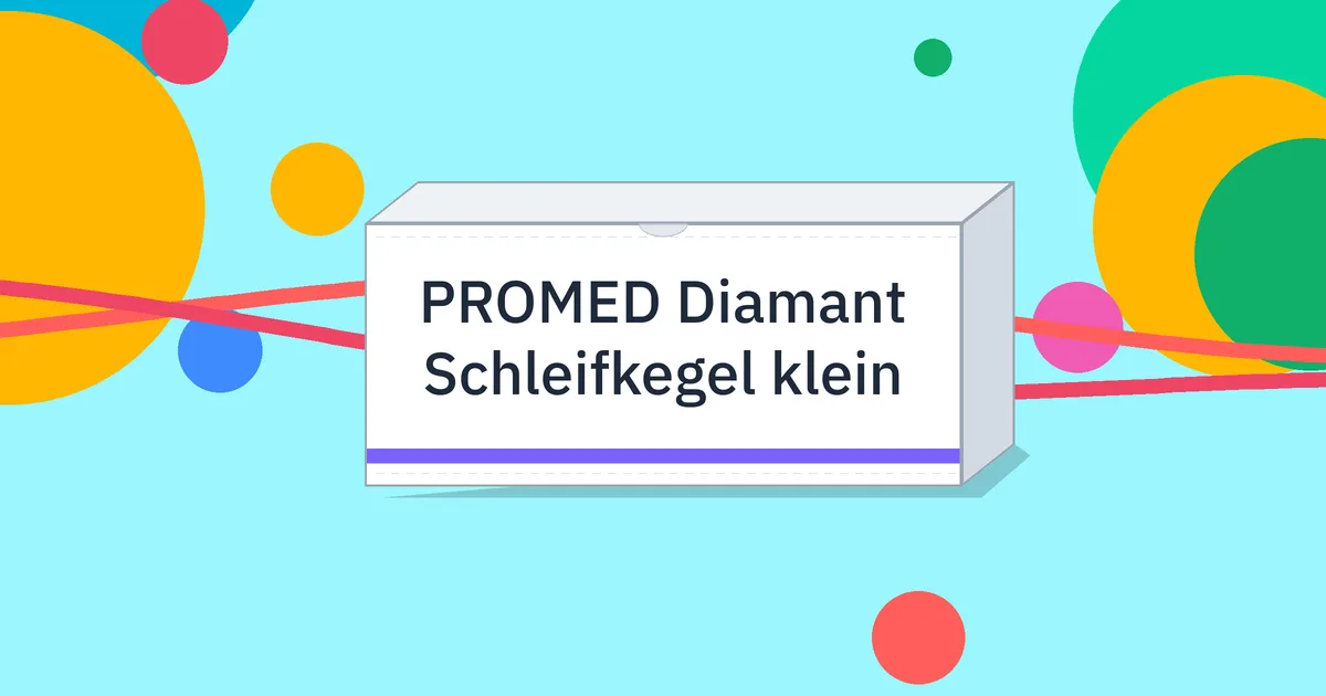 Symbolbild: Packung mit der Aufschrift PROMED Diamant Schleifkegel klein (PZN 18132475) – Verfügbarkeit und Bezug in Apotheken in Frankfurt am Main