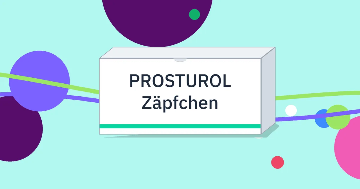 Symbolbild: Packung mit der Aufschrift PROSTUROL Zäpfchen (PZN 13923692) – Verfügbarkeit und Bezug in Apotheken in Frankfurt am Main