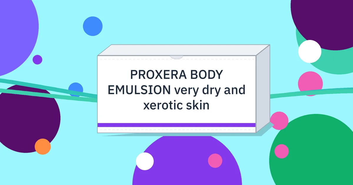 Symbolbild: Packung mit der Aufschrift PROXERA BODY EMULSION very dry and xerotic skin (PZN 12478818) – Verfügbarkeit und Bezug in Apotheken in Frankfurt am Main