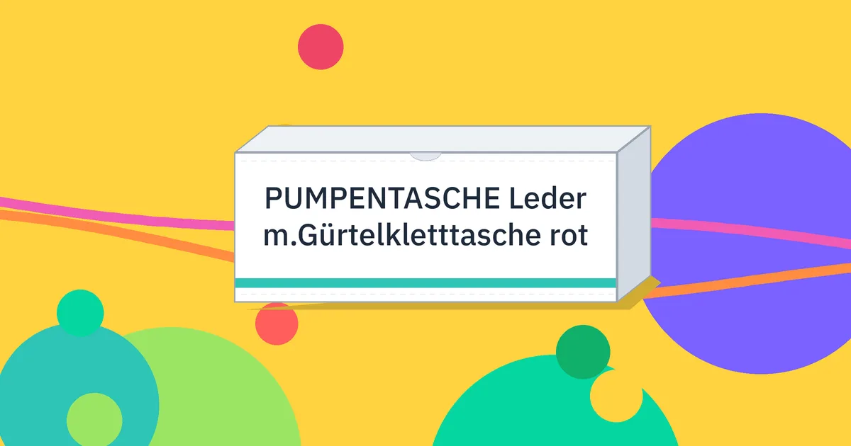 Symbolbild: Packung mit der Aufschrift PUMPENTASCHE Leder m.Gürtelkletttasche rot (PZN 03105774) – Verfügbarkeit und Bezug in Apotheken in Frankfurt am Main