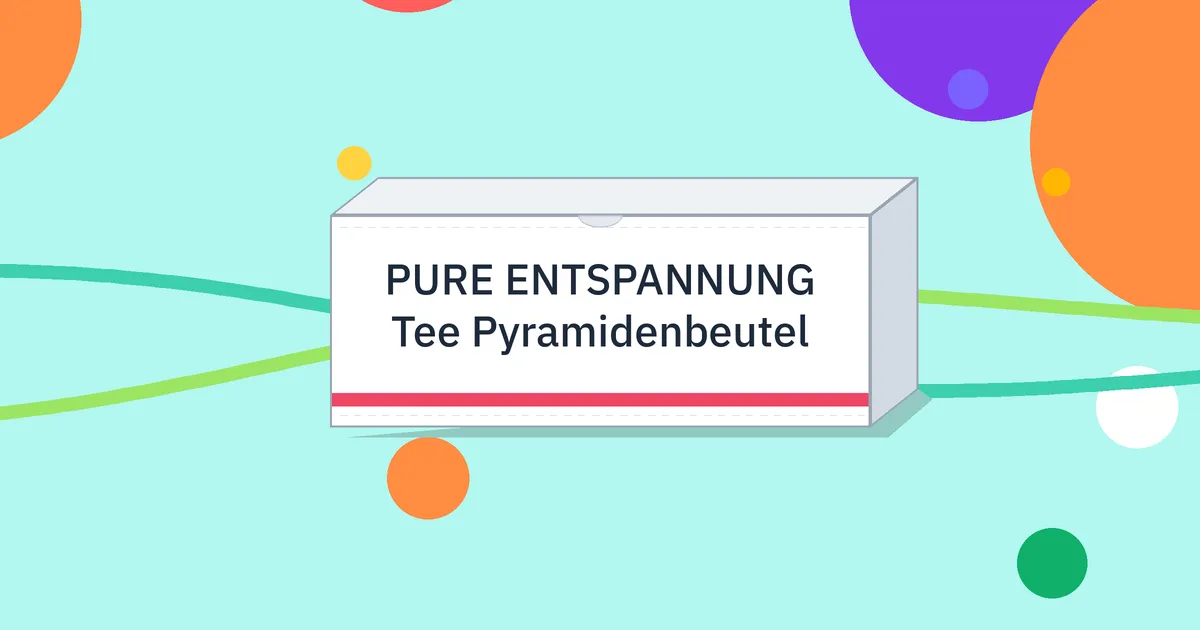 Symbolbild: Packung mit der Aufschrift PURE ENTSPANNUNG Tee Pyramidenbeutel (PZN 15386353) – Verfügbarkeit und Bezug in Apotheken in Frankfurt am Main