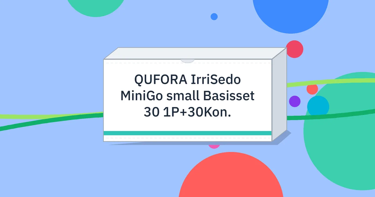 Symbolbild: Packung mit der Aufschrift QUFORA IrriSedo MiniGo small Basisset 30 1P+30Kon. (PZN 19106669) – Verfügbarkeit und Bezug in Apotheken in Frankfurt am Main