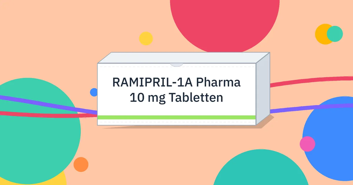 Symbolbild: Packung mit der Aufschrift RAMIPRIL-1A Pharma 10 mg Tabletten (PZN 00766794) – Verfügbarkeit und Bezug in Apotheken in Frankfurt am Main