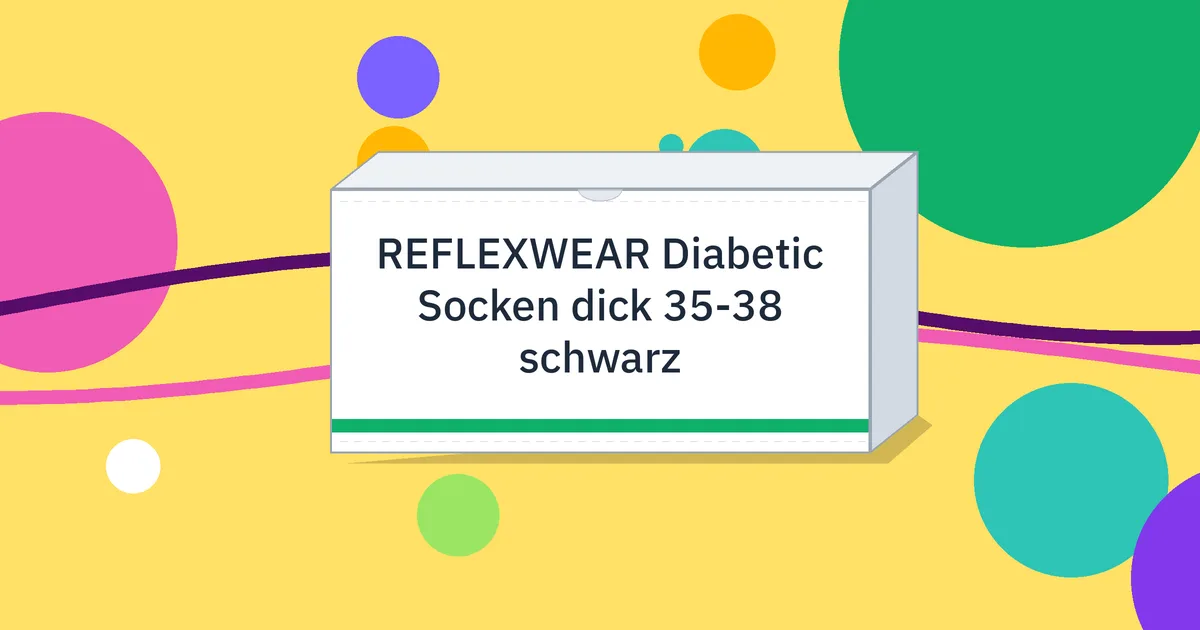 Symbolbild: Packung mit der Aufschrift REFLEXWEAR Diabetic Socken dick 35-38 schwarz (PZN 14400849) – Verfügbarkeit und Bezug in Apotheken in Frankfurt am Main