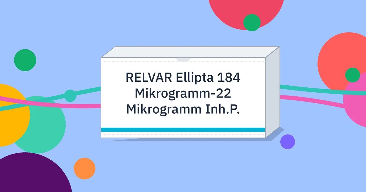Symbolbild: Packung mit der Aufschrift RELVAR Ellipta 184 Mikrogramm-22 Mikrogramm Inh.P. (PZN 17824509) – Verfügbarkeit und Bezug in Apotheken in Frankfurt am Main