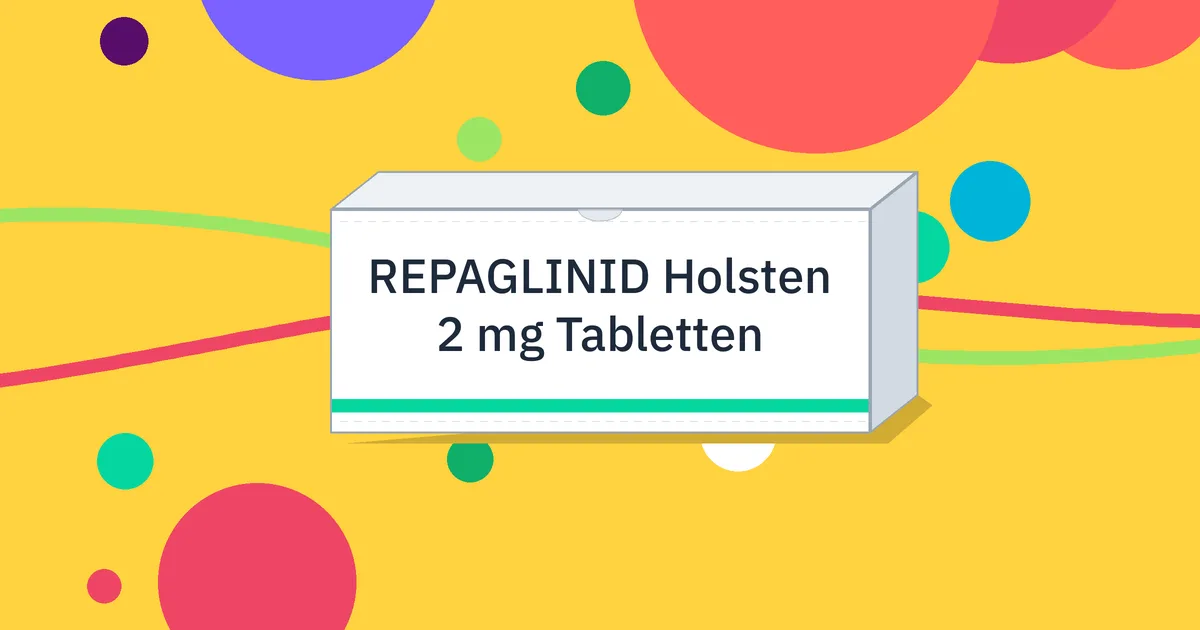 Symbolbild: Packung mit der Aufschrift REPAGLINID Holsten 2 mg Tabletten (PZN 12553299) – Verfügbarkeit und Bezug in Apotheken in Frankfurt am Main