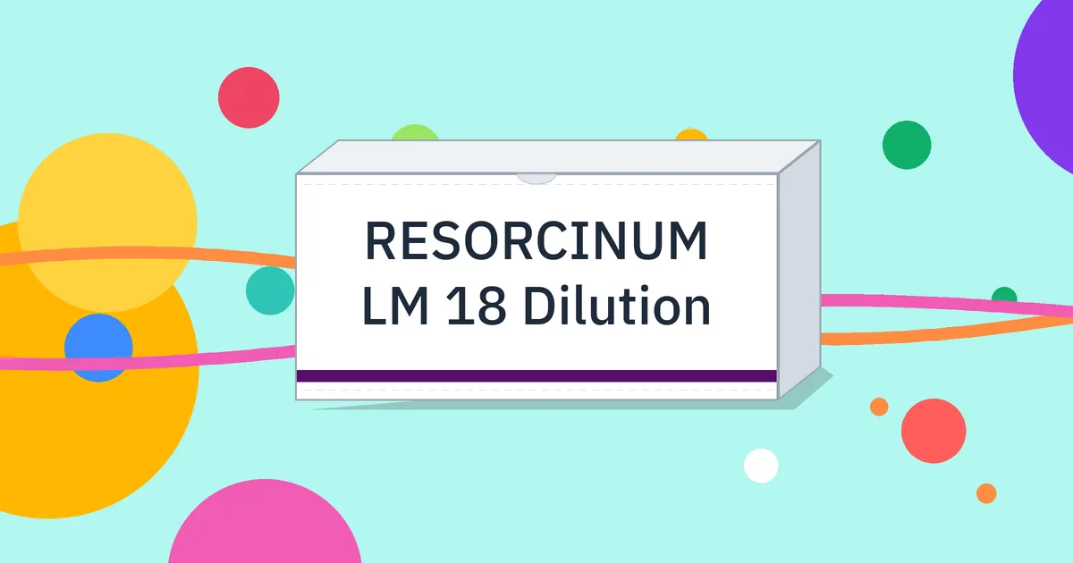 Symbolbild: Packung mit der Aufschrift RESORCINUM LM 18 Dilution (PZN 13047204) – Verfügbarkeit und Bezug in Apotheken in Frankfurt am Main