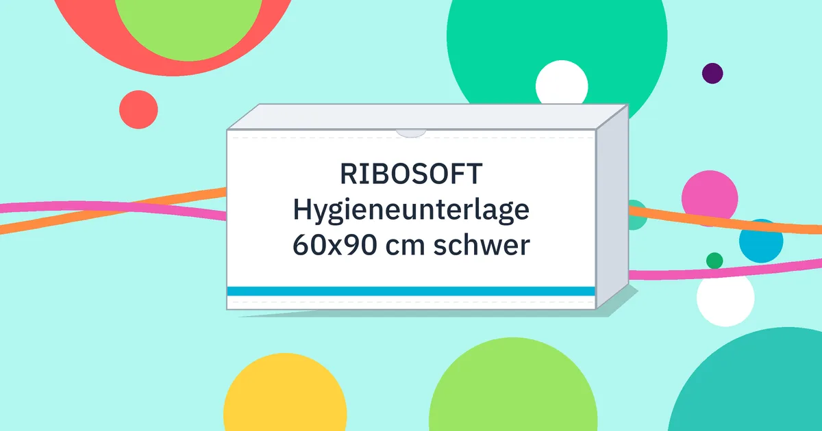 Symbolbild: Packung mit der Aufschrift RIBOSOFT Hygieneunterlage 60x90 cm schwer (PZN 13587828) – Verfügbarkeit und Bezug in Apotheken in Frankfurt am Main