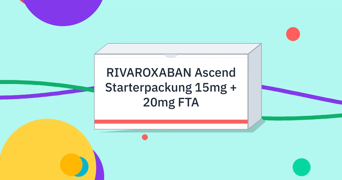 Symbolbild: Packung mit der Aufschrift RIVAROXABAN Ascend Starterpackung 15mg + 20mg FTA (PZN 20162058) – Verfügbarkeit und Bezug in Apotheken in Frankfurt am Main