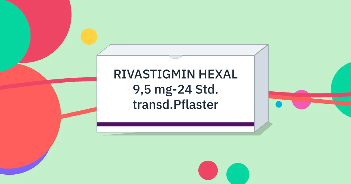 Symbolbild: Packung mit der Aufschrift RIVASTIGMIN HEXAL 9,5 mg-24 Std. transd.Pflaster (PZN 04709899) – Verfügbarkeit und Bezug in Apotheken in Frankfurt am Main