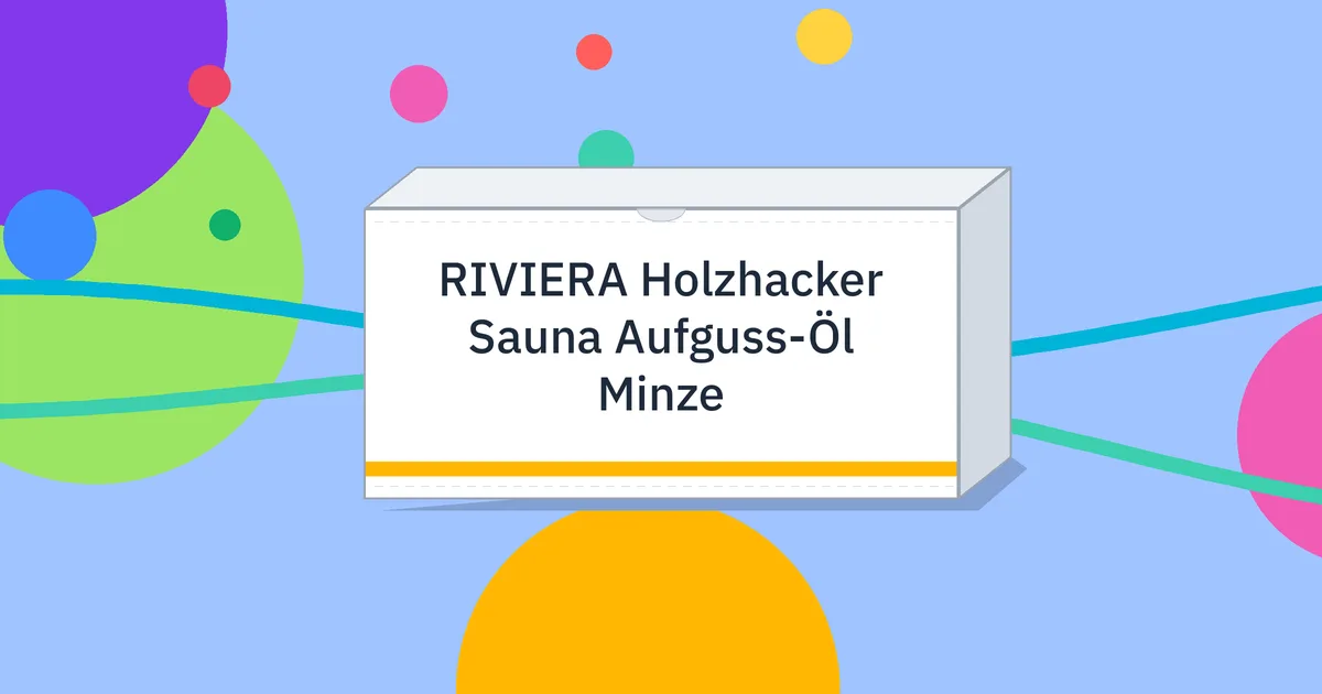 Symbolbild: Packung mit der Aufschrift RIVIERA Holzhacker Sauna Aufguss-Öl Minze (PZN 19303128) – Verfügbarkeit und Bezug in Apotheken in Frankfurt am Main