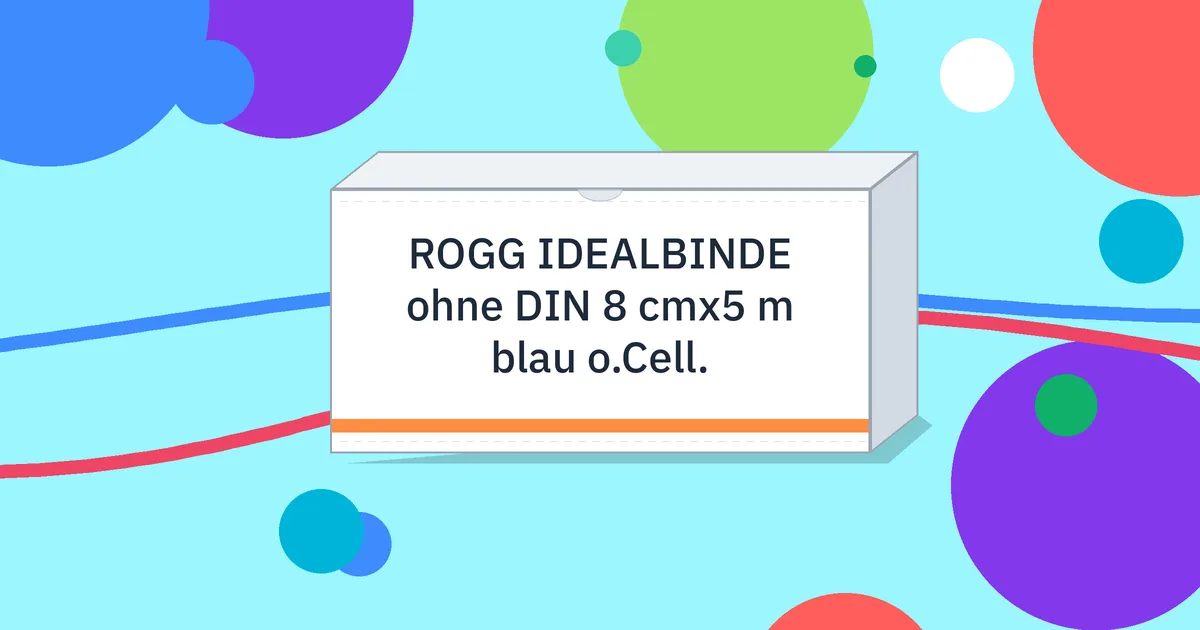Symbolbild: Packung mit der Aufschrift ROGG IDEALBINDE ohne DIN 8 cmx5 m blau o.Cell. (PZN 16530786) – Verfügbarkeit und Bezug in Apotheken in Frankfurt am Main