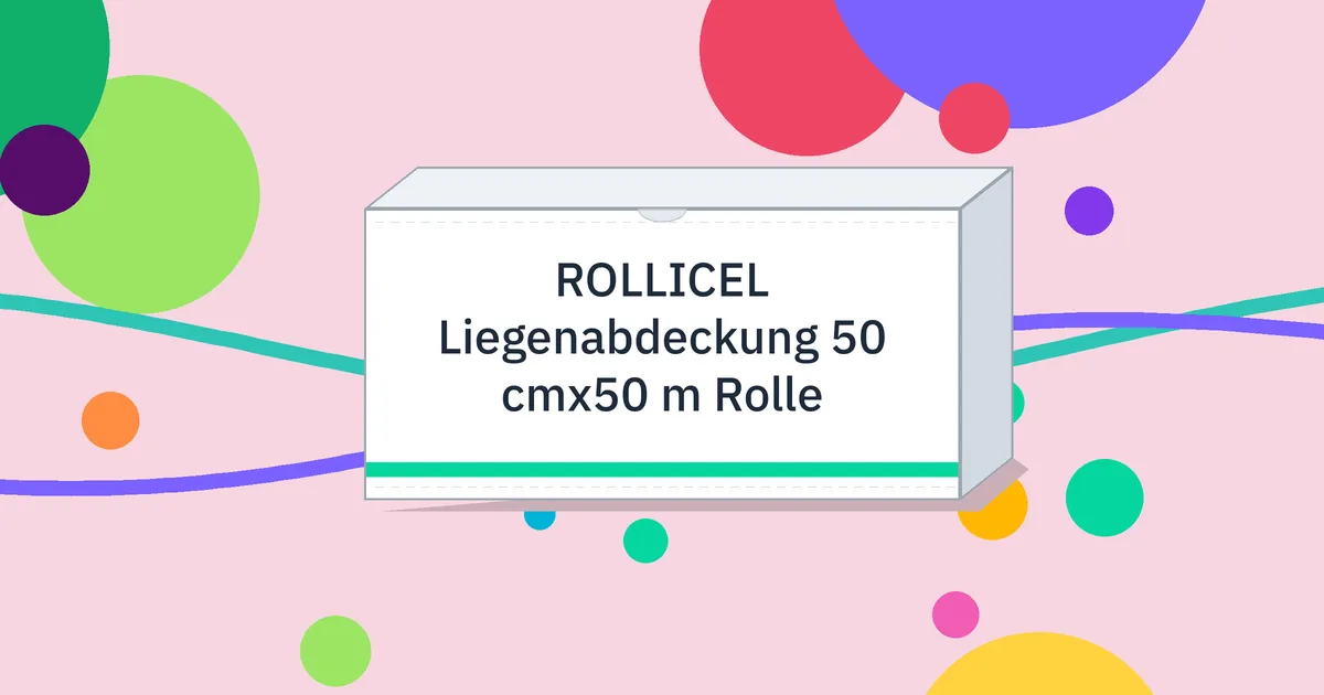 Symbolbild: Packung mit der Aufschrift ROLLICEL Liegenabdeckung 50 cmx50 m Rolle (PZN 11350482) – Verfügbarkeit und Bezug in Apotheken in Frankfurt am Main
