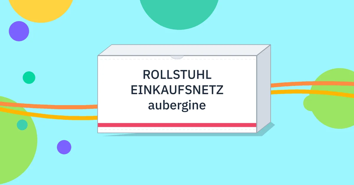 Symbolbild: Packung mit der Aufschrift ROLLSTUHL EINKAUFSNETZ aubergine (PZN 03818296) – Verfügbarkeit und Bezug in Apotheken in Frankfurt am Main