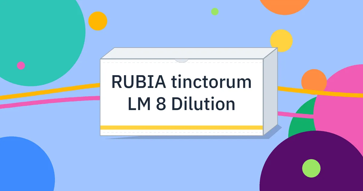 Symbolbild: Packung mit der Aufschrift RUBIA tinctorum LM 8 Dilution (PZN 13056700) – Verfügbarkeit und Bezug in Apotheken in Frankfurt am Main