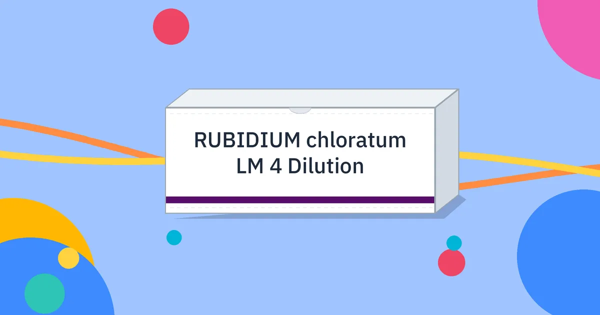 Symbolbild: Packung mit der Aufschrift RUBIDIUM chloratum LM 4 Dilution (PZN 13171737) – Verfügbarkeit und Bezug in Apotheken in Frankfurt am Main