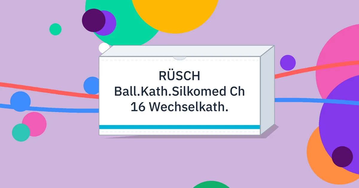 Symbolbild: Packung mit der Aufschrift RÜSCH Ball.Kath.Silkomed Ch 16 Wechselkath. (PZN 06637313) – Verfügbarkeit und Bezug in Apotheken in Frankfurt am Main