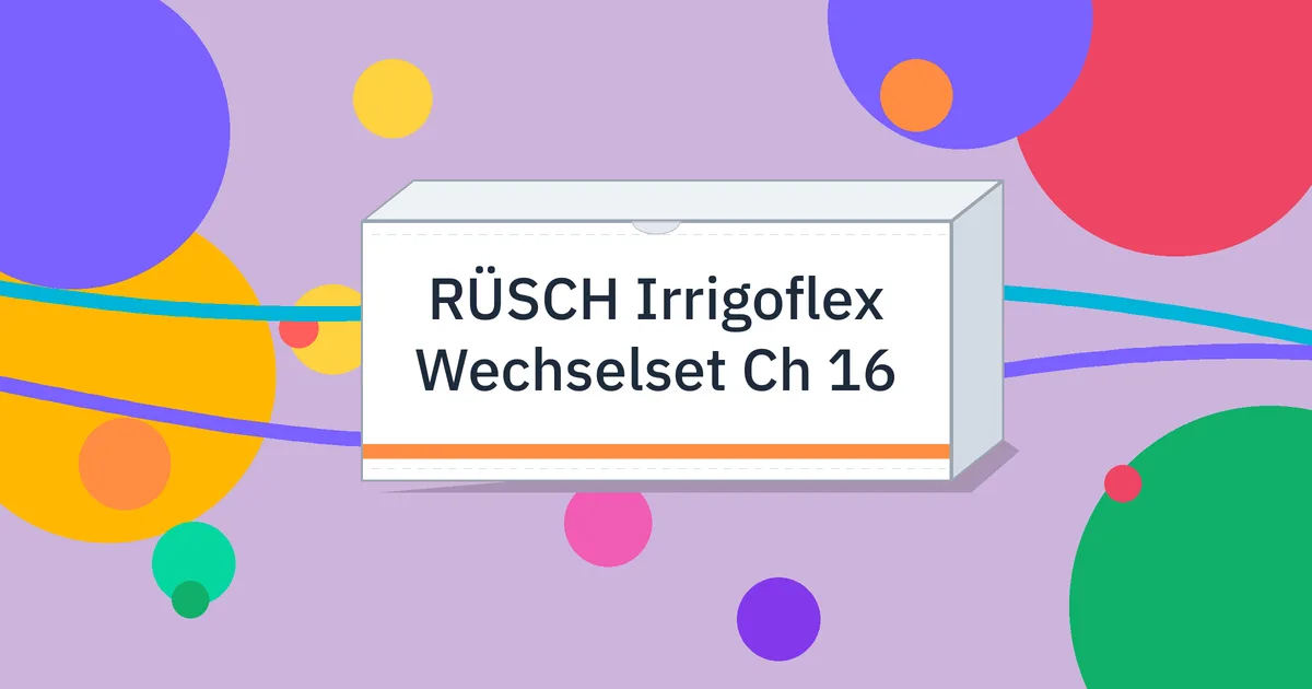 Symbolbild: Packung mit der Aufschrift RÜSCH Irrigoflex Wechselset Ch 16 (PZN 01574938) – Verfügbarkeit und Bezug in Apotheken in Frankfurt am Main
