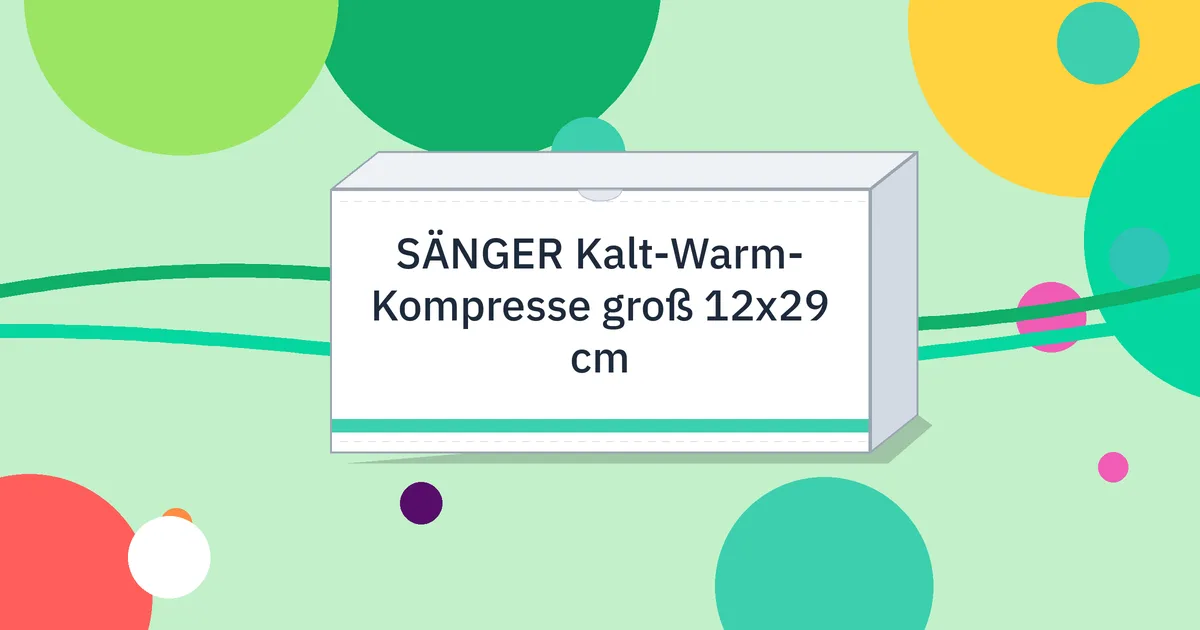 Symbolbild: Packung mit der Aufschrift SÄNGER Kalt-Warm-Kompresse groß 12x29 cm (PZN 05496690) – Verfügbarkeit und Bezug in Apotheken in Frankfurt am Main