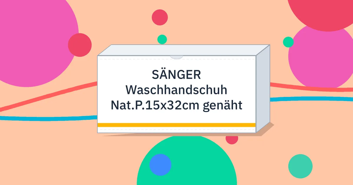 Symbolbild: Packung mit der Aufschrift SÄNGER Waschhandschuh Nat.P.15x32cm genäht (PZN 07423241) – Verfügbarkeit und Bezug in Apotheken in Frankfurt am Main
