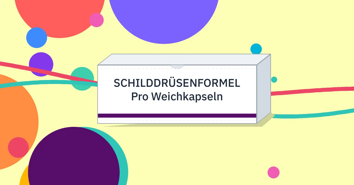 Symbolbild: Packung mit der Aufschrift SCHILDDRÜSENFORMEL Pro Weichkapseln (PZN 18302724) – Verfügbarkeit und Bezug in Apotheken in Frankfurt am Main