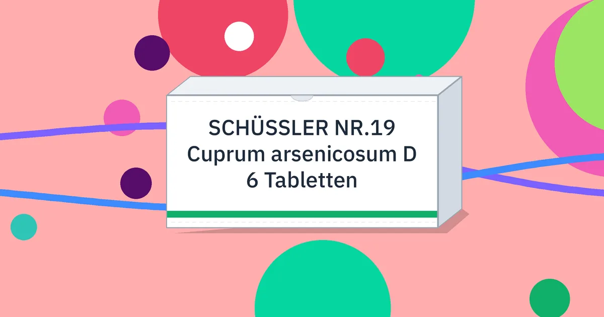 Symbolbild: Packung mit der Aufschrift SCHÜSSLER NR.19 Cuprum arsenicosum D 6 Tabletten (PZN 11031914) – Verfügbarkeit und Bezug in Apotheken in Frankfurt am Main